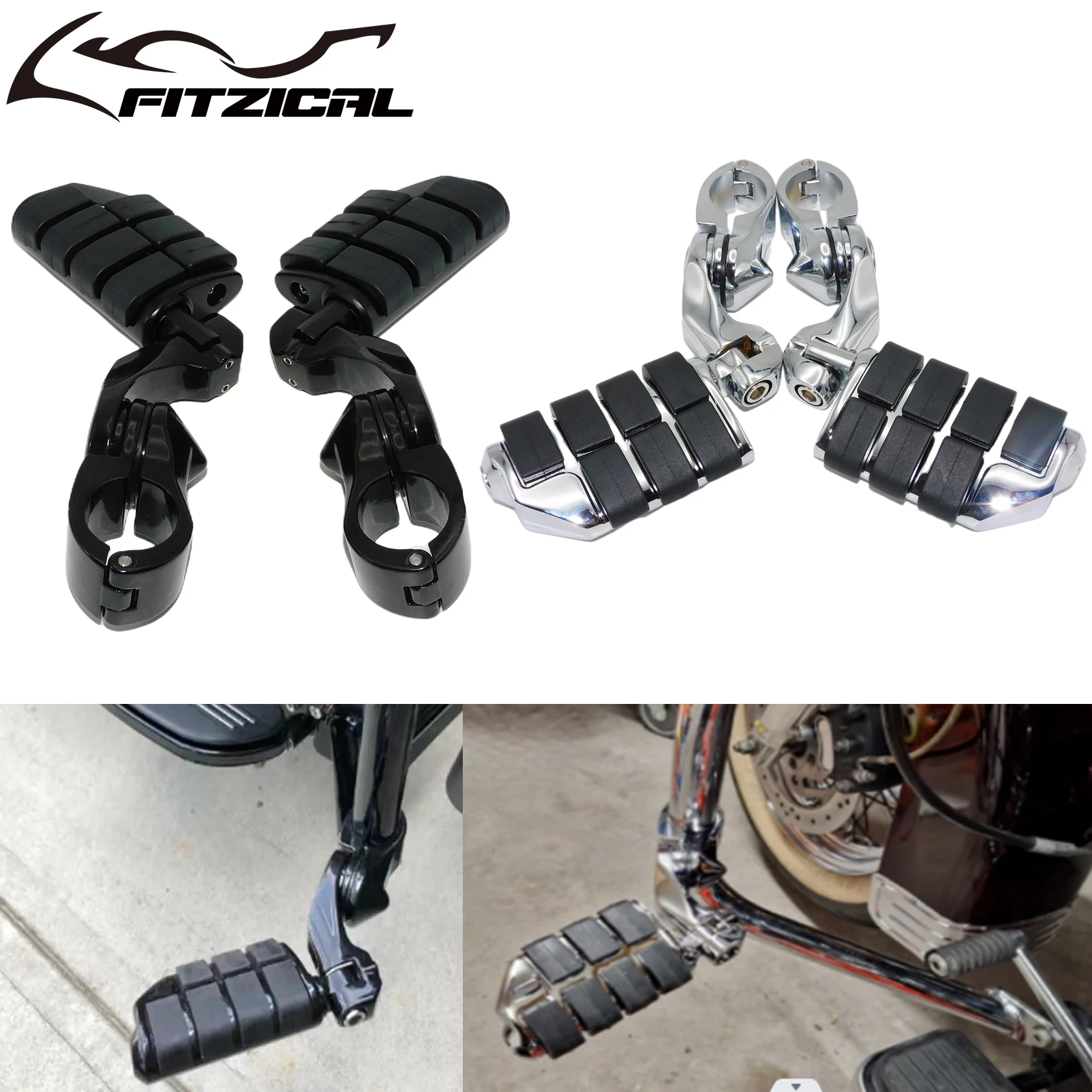 32mm-1-1-4-Motorcycle-Highway-Crash-Bar-Pegs-Short-Footpegs-Clamps ...
