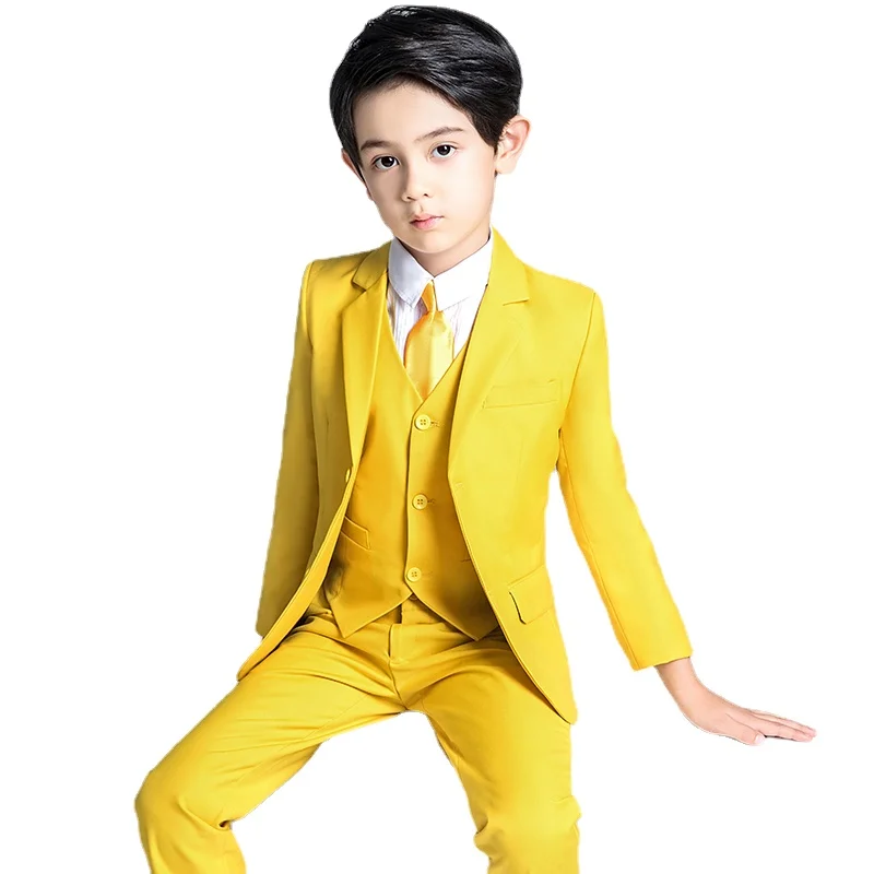 Yellow-suit-jacket-Boys-Dress-set-Suit-4-Pieces-jacket-vest-pants-bow ...
