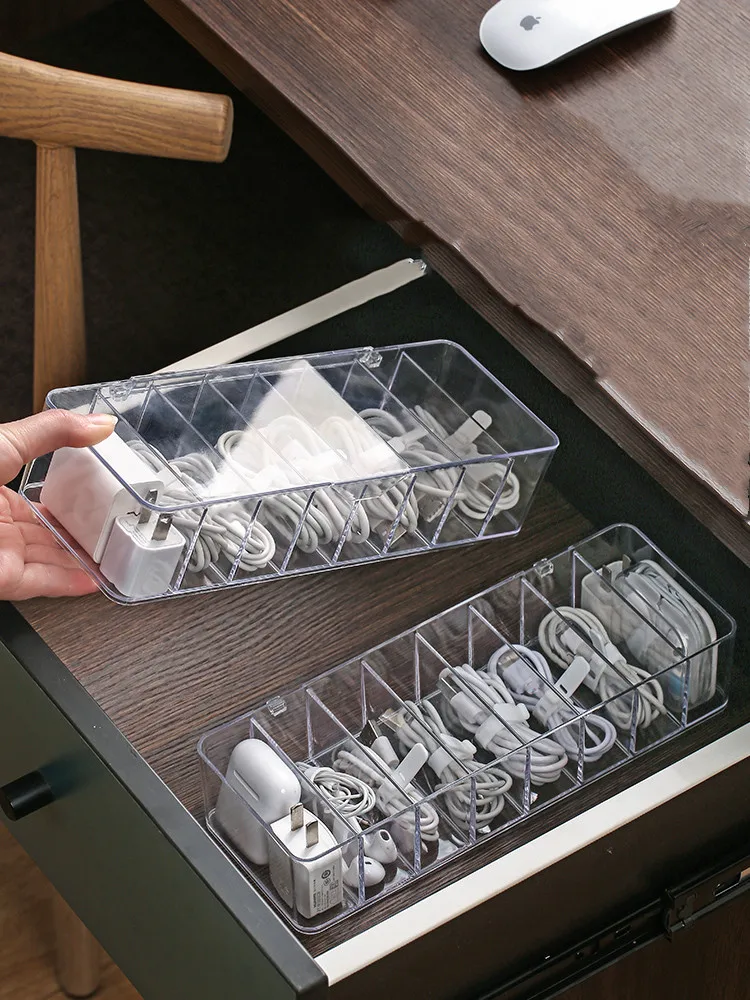 Data Cable Storage Box Power Strip Wire Case Plastic Home Desktop ...