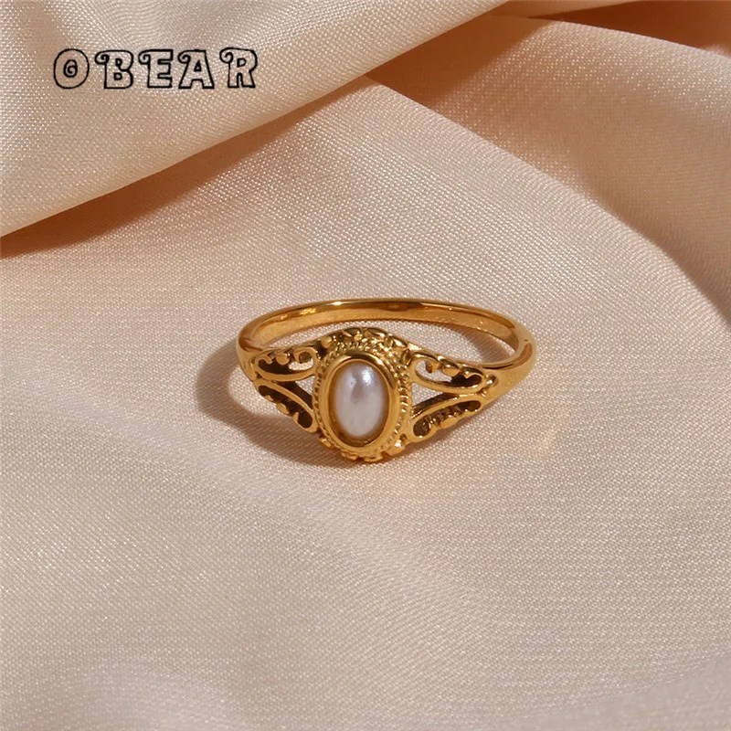 Simple-Retro-Temperament-Freshwater-Pearl-Flower-Pattern-Ring-for-Women ...