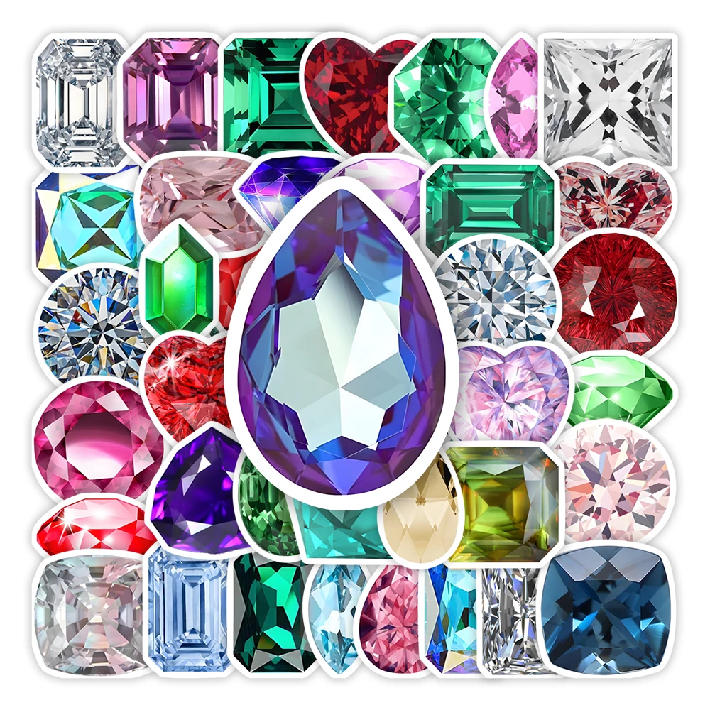 Gemstone Stickers Diamond Emerald Ruby Sapphire DIY Kid Toy Gift ...