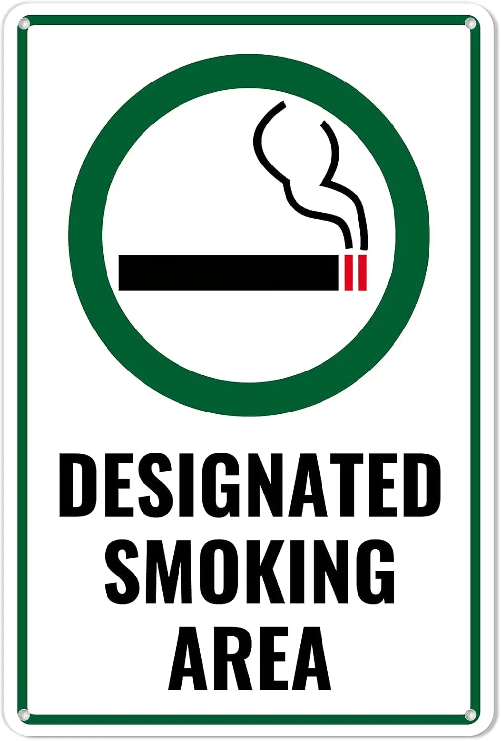 Designated Smoking Area aluminum Sign - Water and Fade Resistance ...