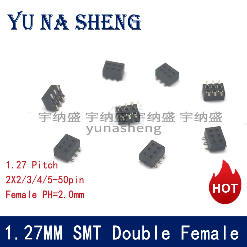 10PCS-1-27mm-Female-pin-header-Plastic-height-2-0-Pinheader-socket-SMT ...