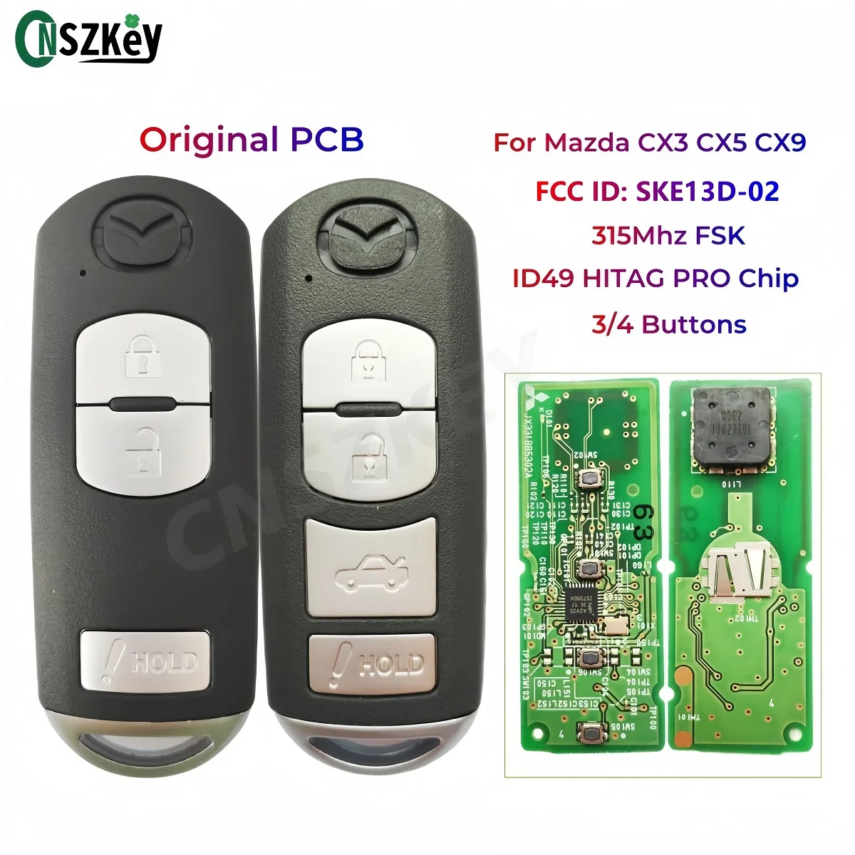 CNSZKEY-FCC-ID-WAZSKE13D02-OEM-PCB-Smart-Remote-Key-FOB-315Mhz-FSK-49 ...