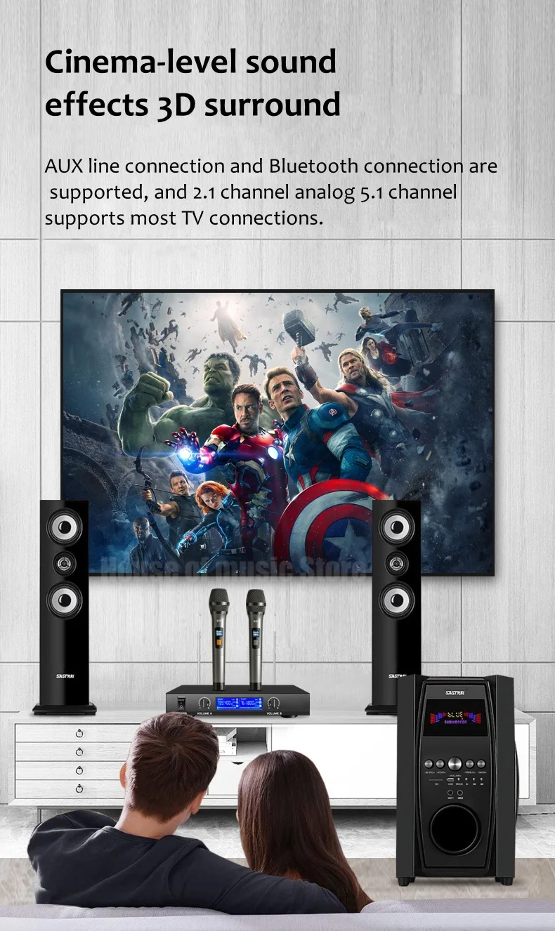 Desktop Multimedia Subwoofer Television Computer Active Sound 90W Big ...