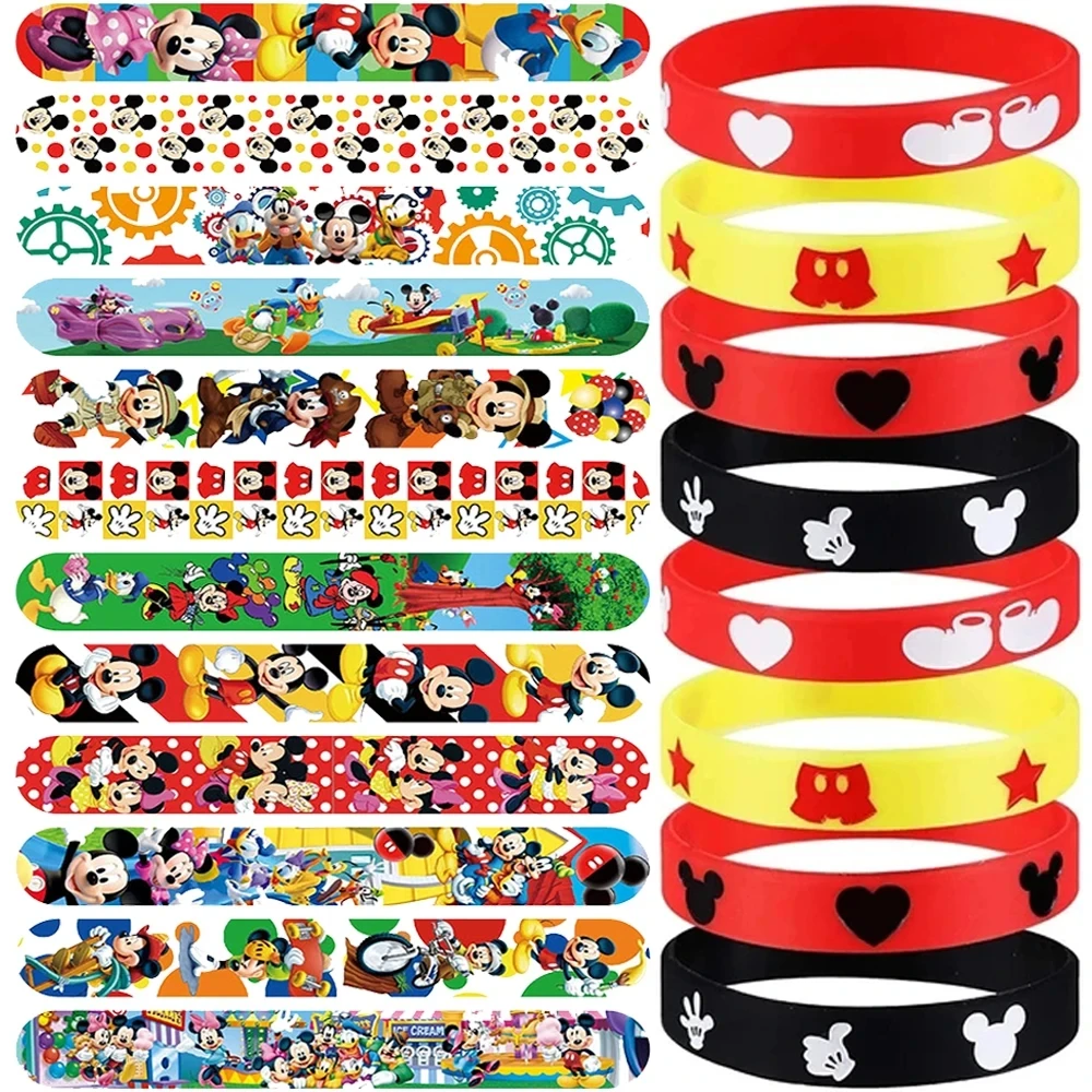 10pcs Disney Mickey Mouse Silicone Wristband Mickey Slap Bracelets ...