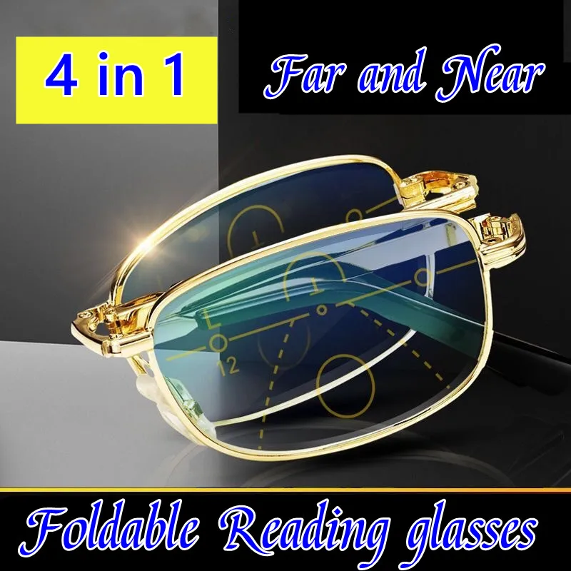 Luxury Bifocal Folding Reading Glasses With Leather Box Unisex ...