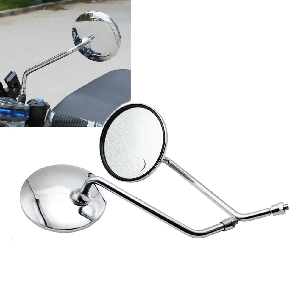 8MM Motorcycle Scooter Rearview Round Back View Mirror Moped Side ...