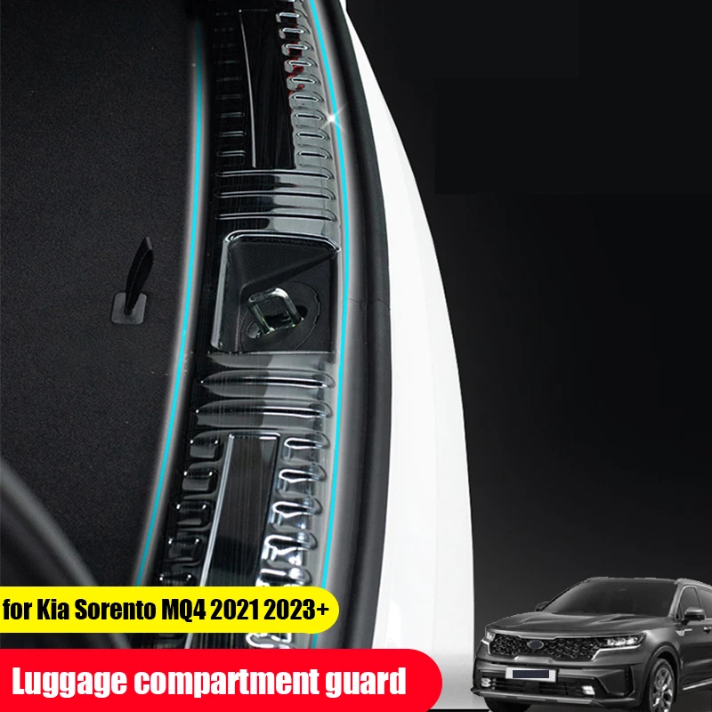 기아 쏘렌토 MQ4 2021 2022 2023 2024, 자동차 트렁크 후면 보호판, 스테인리스 스틸 트렁크 보호판