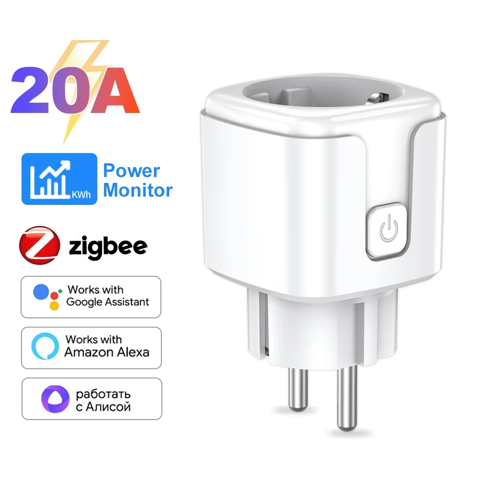 Smart Socket EU 20A zigbee Smart Plug With Power Monitoring Smart Home ...
