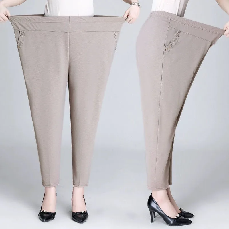 5XL 6XL 7XL 8XL Women Summer Pants Plus size Elastic High Waist Casual ...