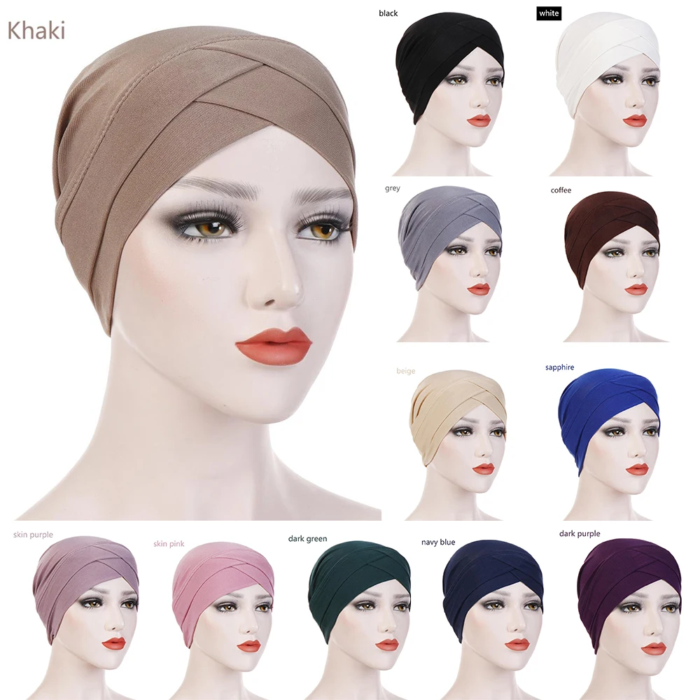 Women-Muslim-Hijab-Soft-Scarf-Inner-Caps-Islamic-Forehead-Cross ...