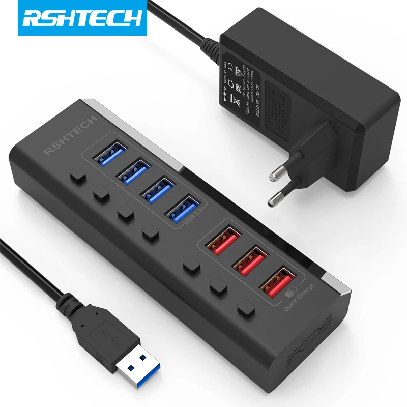RSHTECH-USB-Hub-7Port-5Gbps-High-Speed-USB-3-0-Data-Transfer-Hub ...