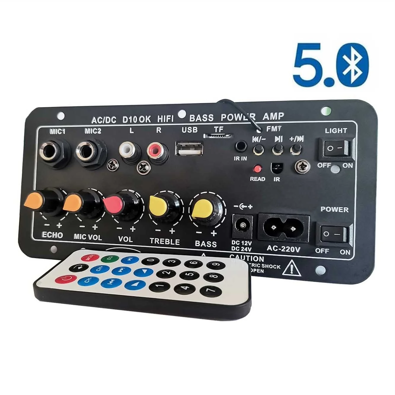 Digital Bluetooth Stereo Amplifier Board 220V 12V 24V Subwoofer Dual ...