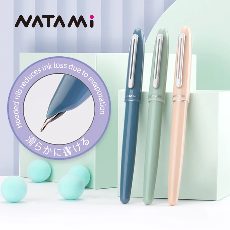 Natami-Fountain-Pen-Fine-Hooded-Nib-Converter-1-Ink-Cartridge-Pastel ...