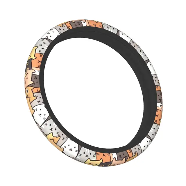 Funny Cats Car Steering Wheel Cover 38cm Animal Cat Steering Wheel ...