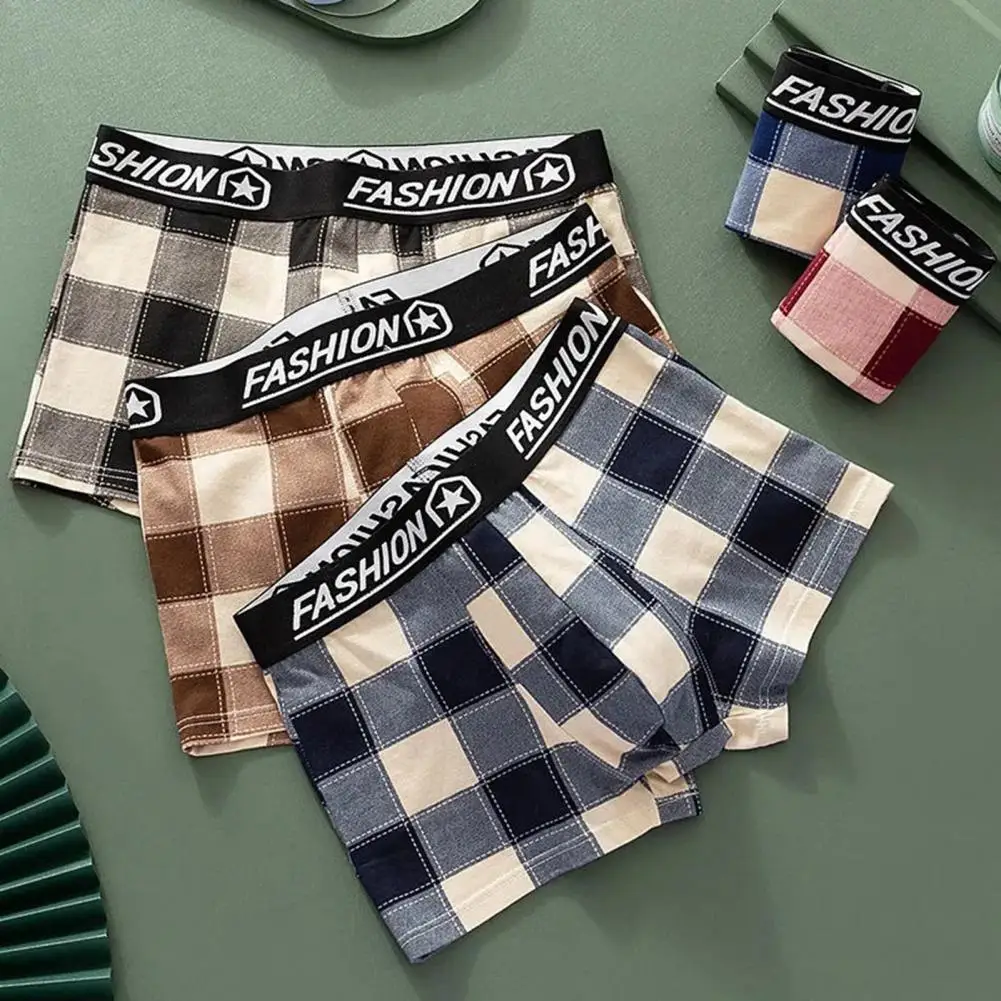Men-Boxers-U-Convex-Plaid-Print-Contrast-Color-Underwear-Breathable ...