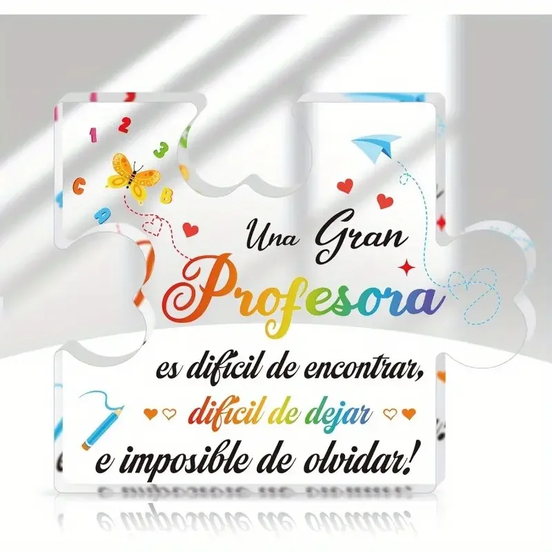 2D Flat, Teacher Appreciation Gift - Spanish Puzzle-Shaped Acrylic ...