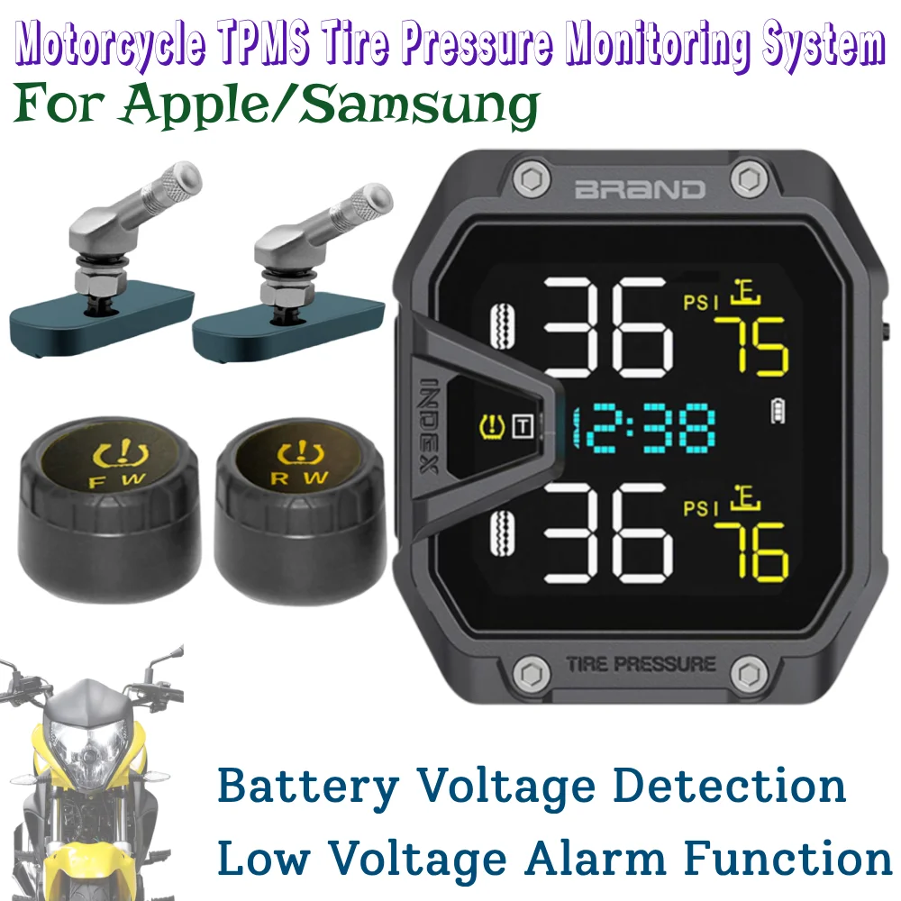 Motorcycle TPMS Tire Pressure Monitoring System with 2 Sensors Battery ...