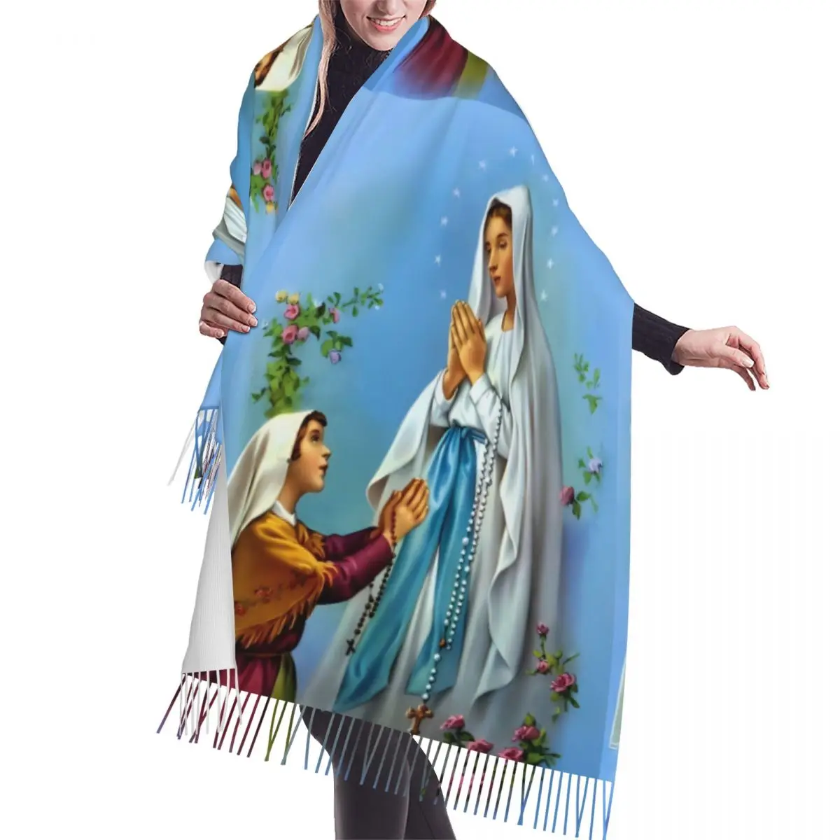 Guadalupe-Virgin-Mary-Jesus-Scarf-Winter-Long-Large-Tassel-Scarves-Soft ...