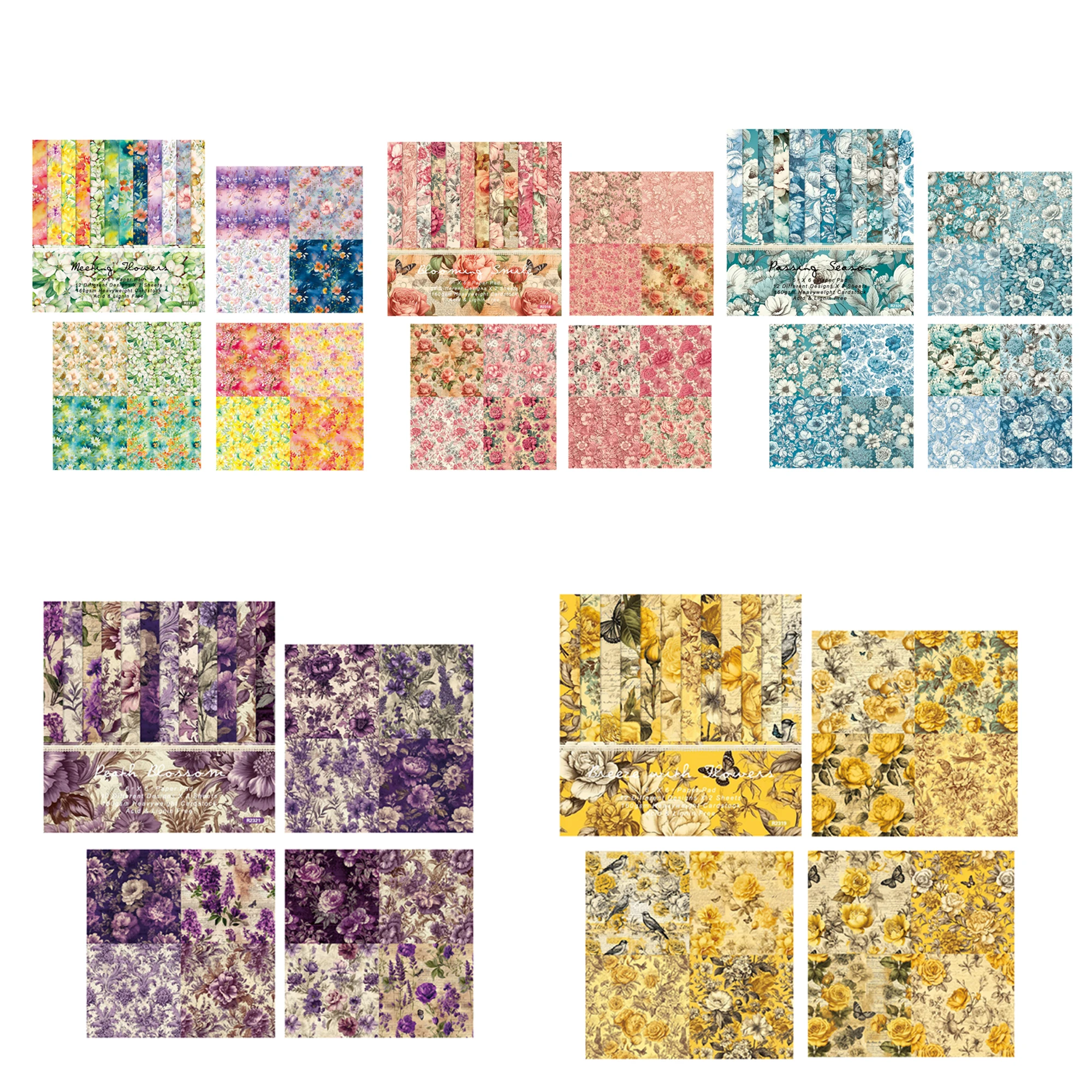 24-sheets-6-X6-Pearh-Blossom-Patterned-Paper-Pad-Scrapbooking-Paper ...