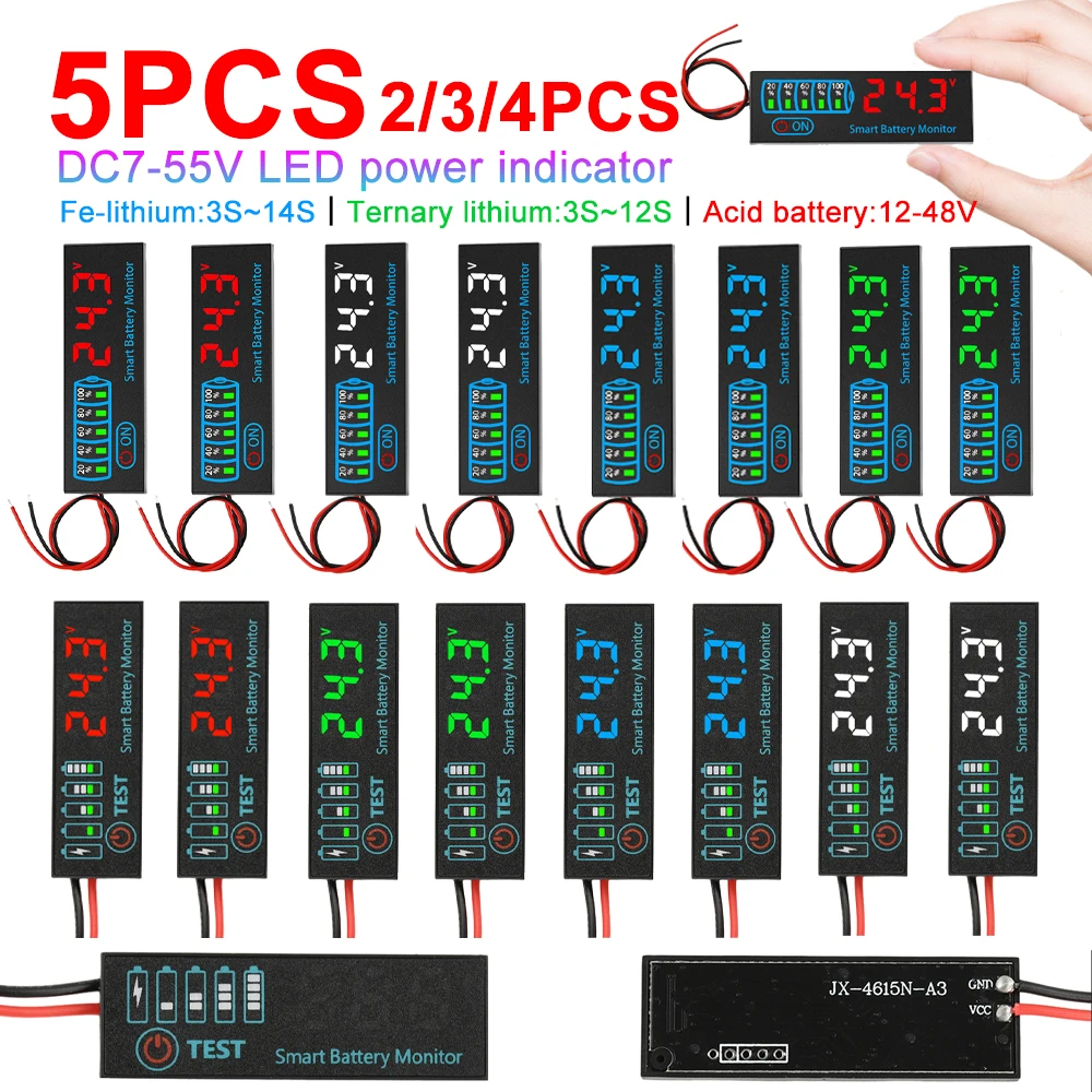 12V/24V/36V/48V Battery Charge Indicator Board 18650 Li-ion Lipo ...