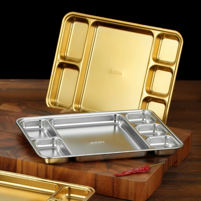 Stainless-Steel-Divided-Grill-Plate-Mixing-Tray-Multi-compartment-BBQ ...