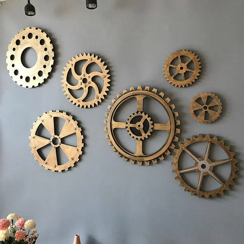 Vintage Gold Wood Wheel Steampunk Gear Sculpture Gear Retro Design ...