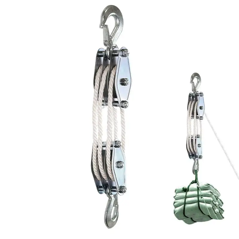 Block And Tackle Pulley System Rope Pulley Hoist With 6:1 Lifting Power ...