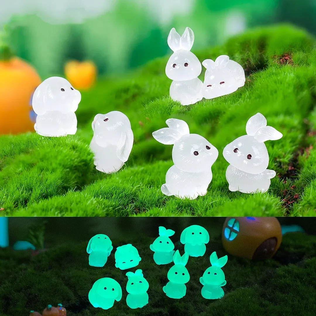 8PCS-Miniature-Rabbit-Glowing-Figurines-Glow-in-Dark-Garden-Fairy ...