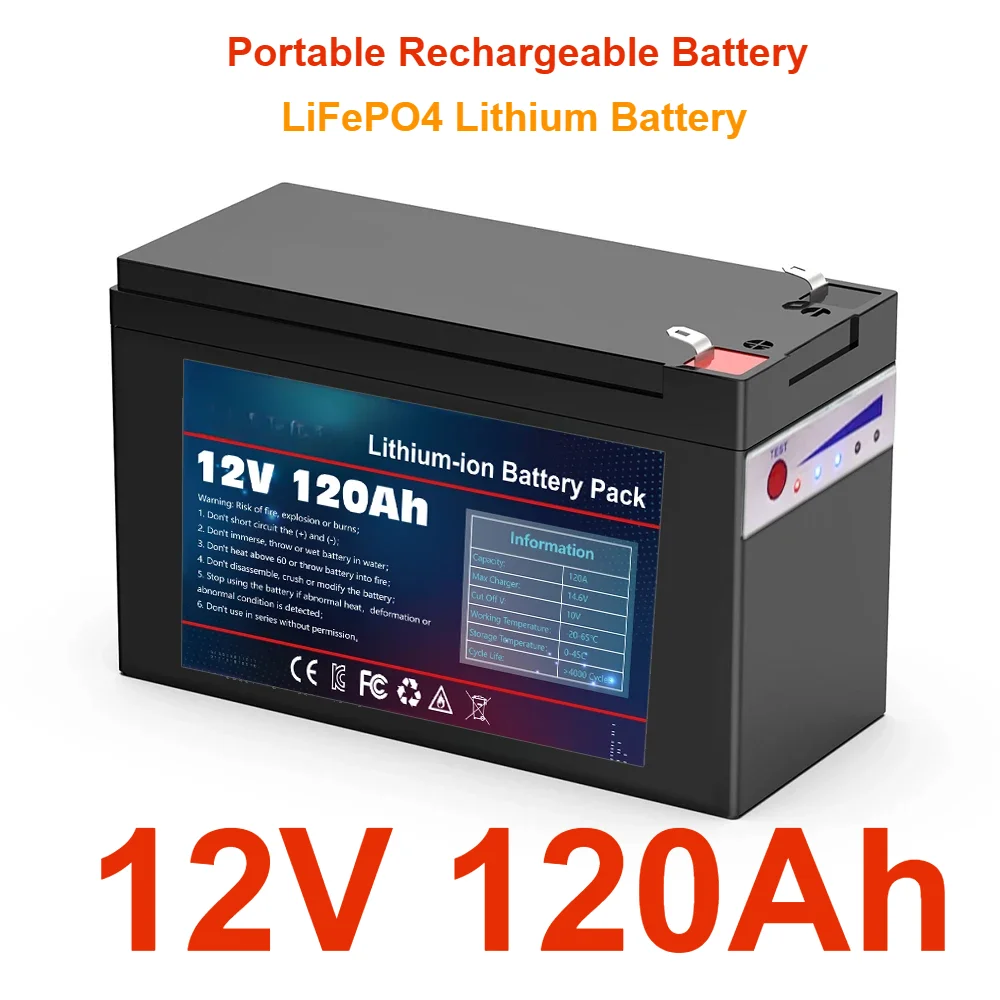 12V-120Ah-Portable-Rechargeable-Battery-Built-in-Power-Display-Port ...