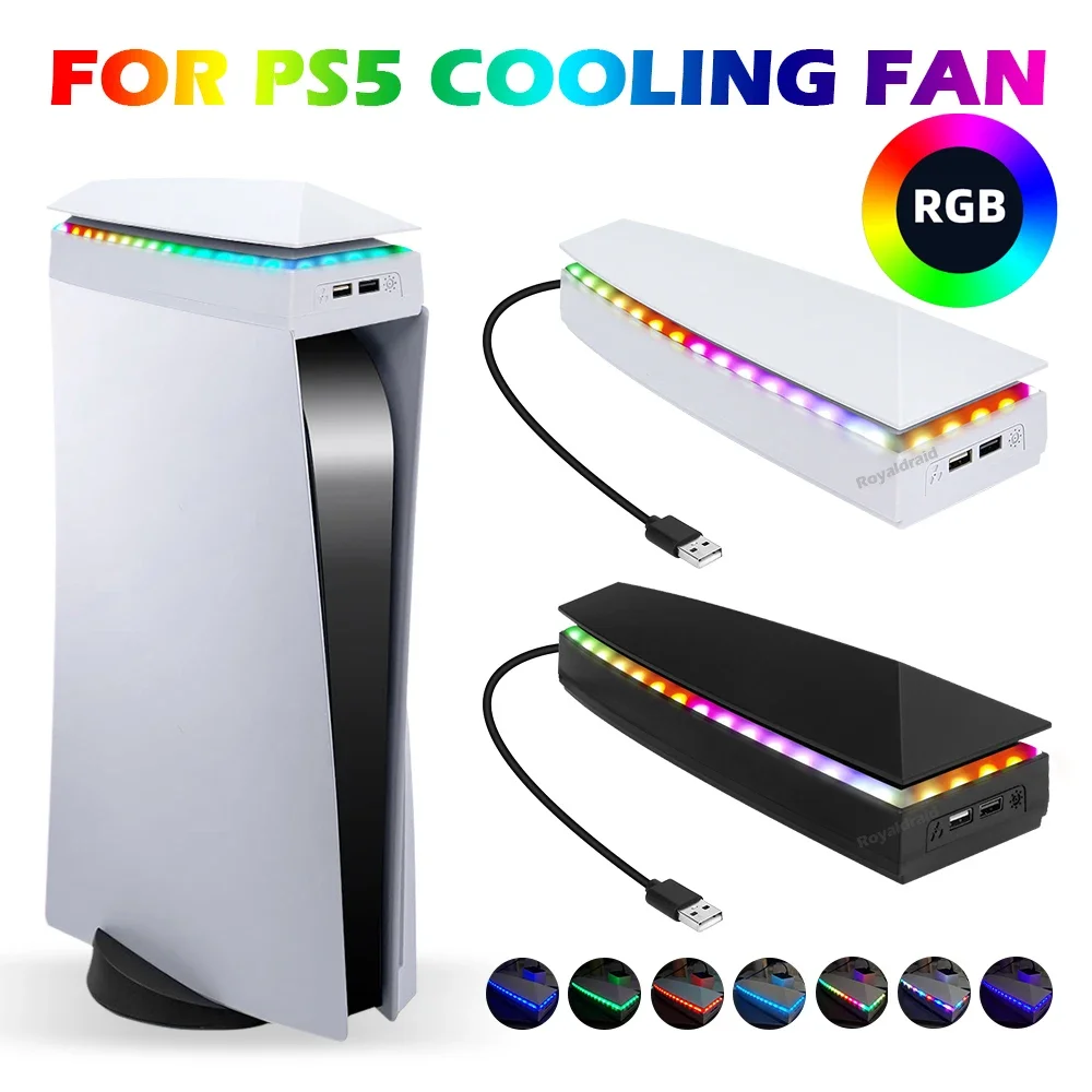 NEW-For-PS5-RGB-Light-Cooling-Fan-RGB-Dust-proof-Game-Host-Radiator ...