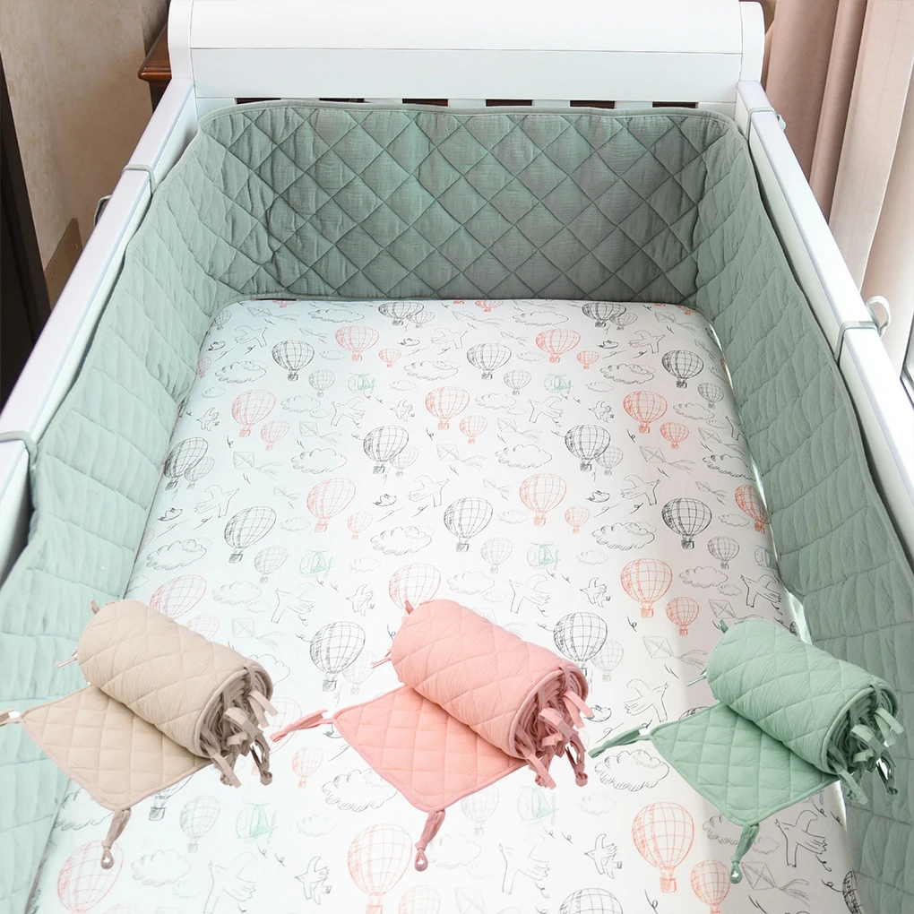 Cotton-Crib-Bumper-for-Protection-Wrap-Baby-Anti-bite-Solid-Color-Bed ...