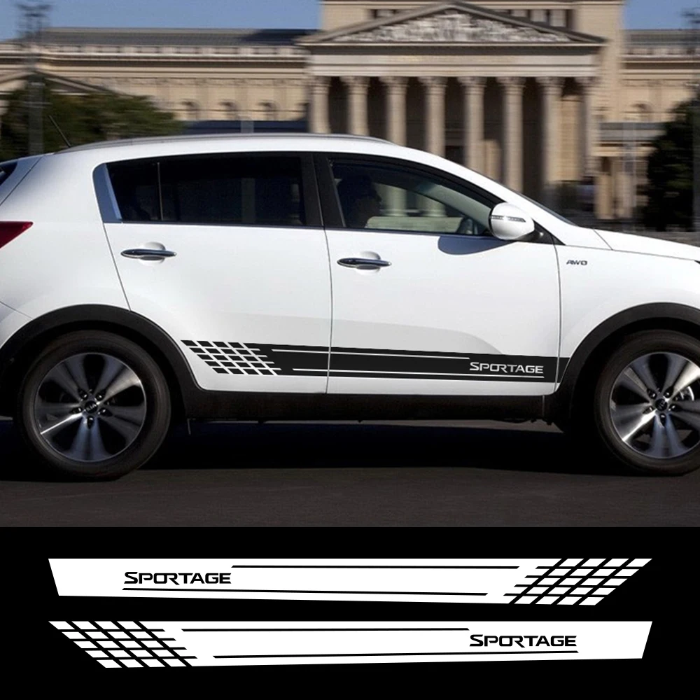 2PCS Car Door Side Skirt Stripes Stickers For Kia Sportage 3 4 QL Auto ...
