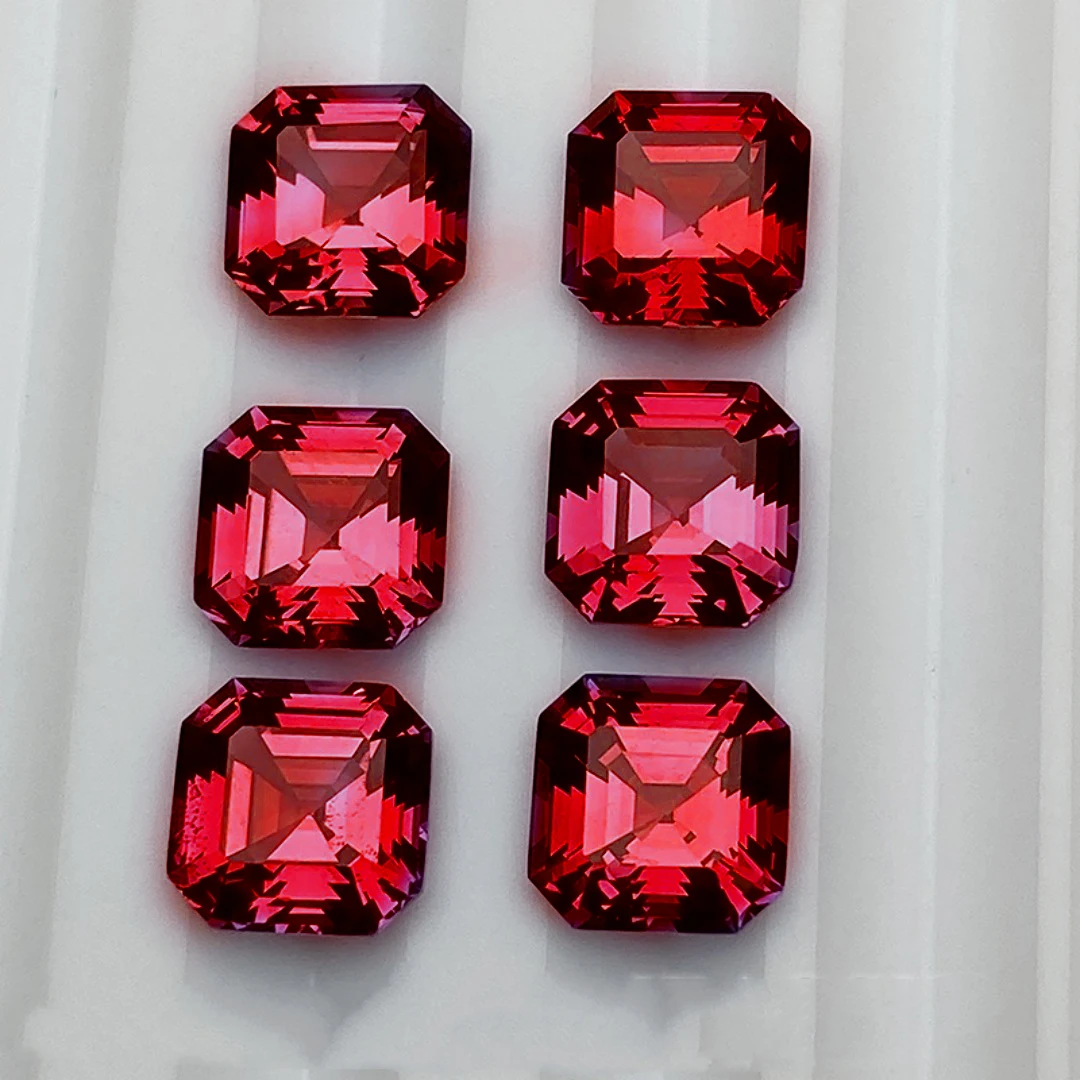 Eme jewe Lab Grown Ruby Asscher Cut Gemstone for Charms Advanced ...
