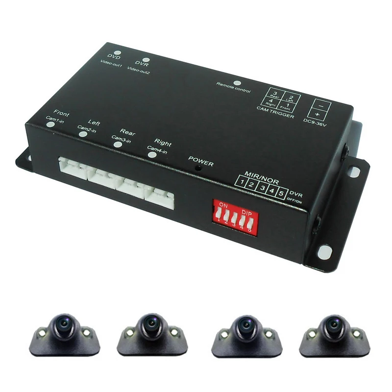 Car-four-Cameras-Image-combiner-Switch-for-Front-Rear-Left-Right-View ...