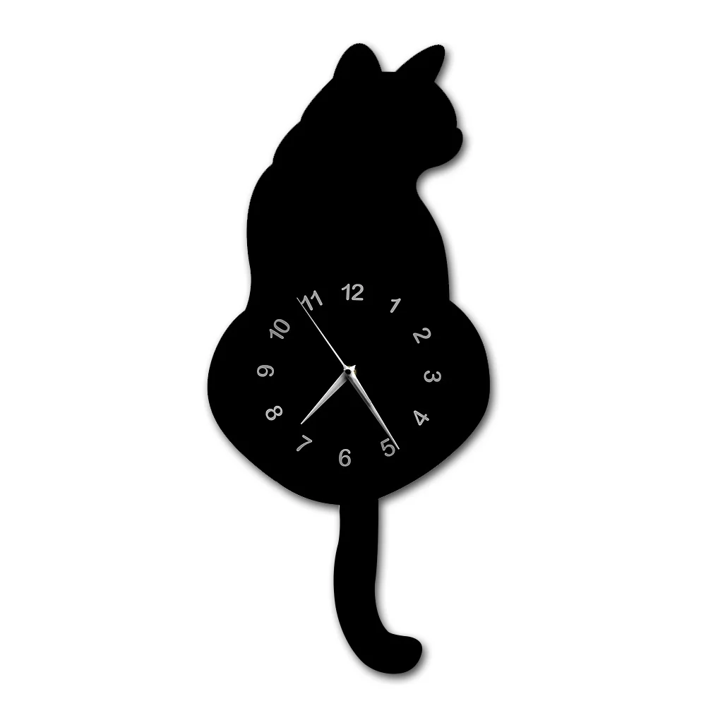 Japanese Adorable Black Cat Pendulum Clock Funny Cat Fnny Cat Swinging ...