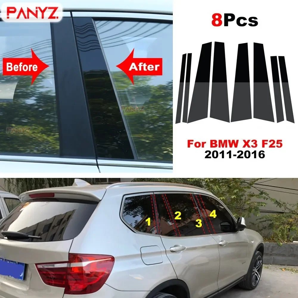 8Pcs Car Door Window Polished Pillar Post Cover For BMW X3 F25 2011 ...