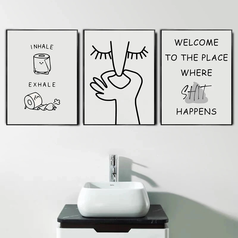 Abstract Style Humorous Unpleasant Smell Canvas Printing Black & White ...