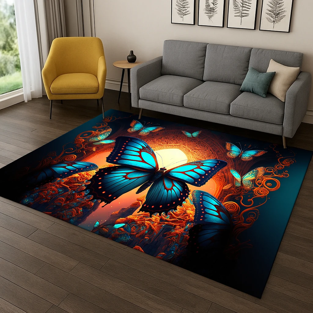 Exquisite Dreamy Butterfly Area Rug, Non-Slip Floor Mat for Living Room ...