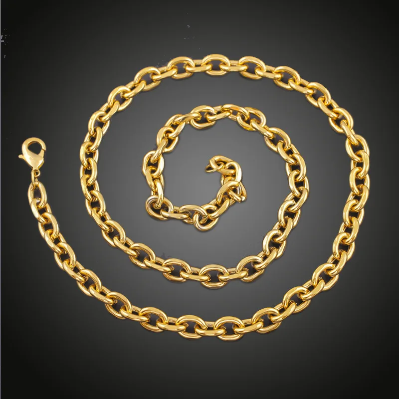 Fashion-Gold-Color-Iron-Alloy-O-Chain-Necklace-For-Men-Woman-8-9-10MM ...