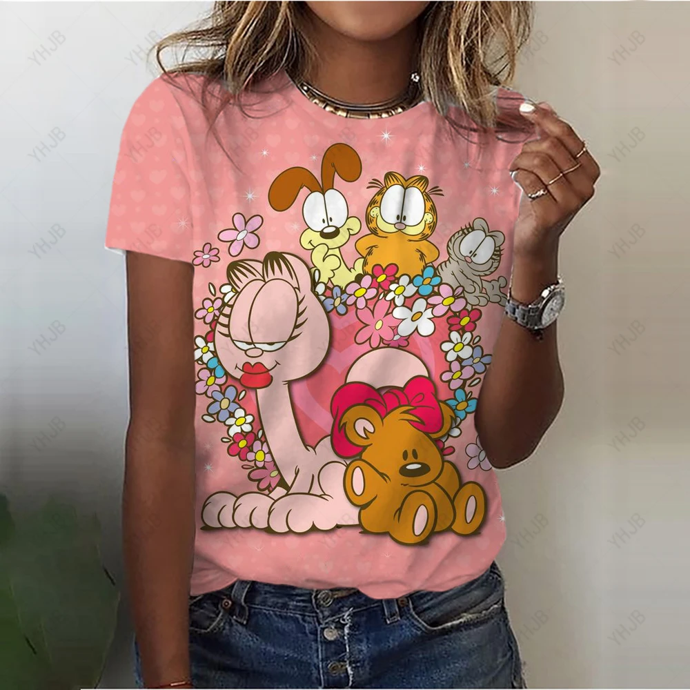 Summer-Women-T-shirt-3D-Fashion-Garfield-Printing-Harajuku-T-Shirt ...