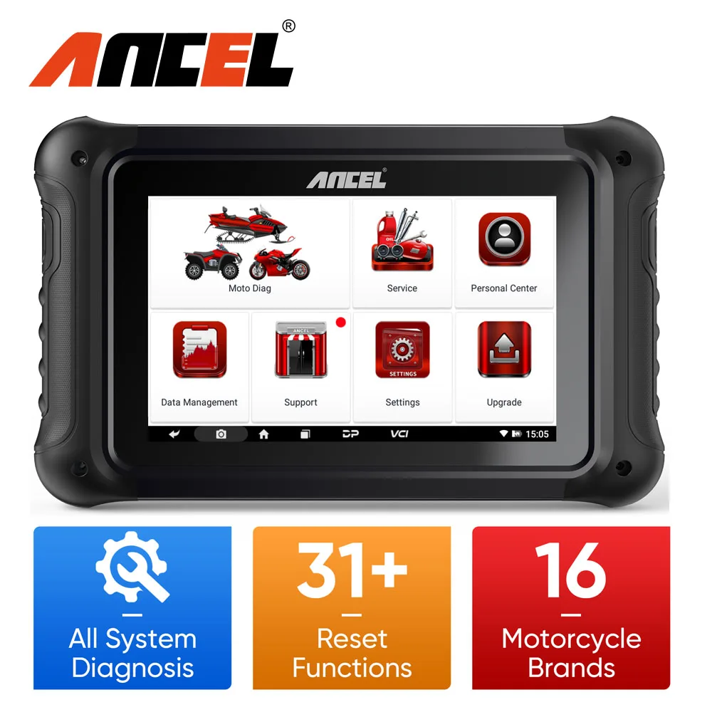 2023 Ancel Mt700 Motorcycle Obd2 Scanner All System Diagnostic Tool Oil ...