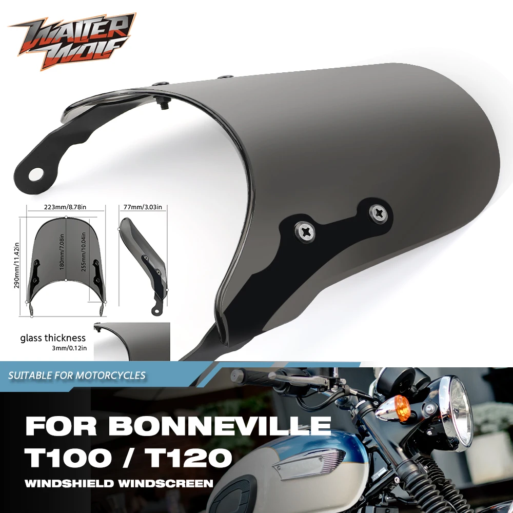 Motorcycle-Front-Windshield-Windscreen-For-Bonneville-T100-T120 ...