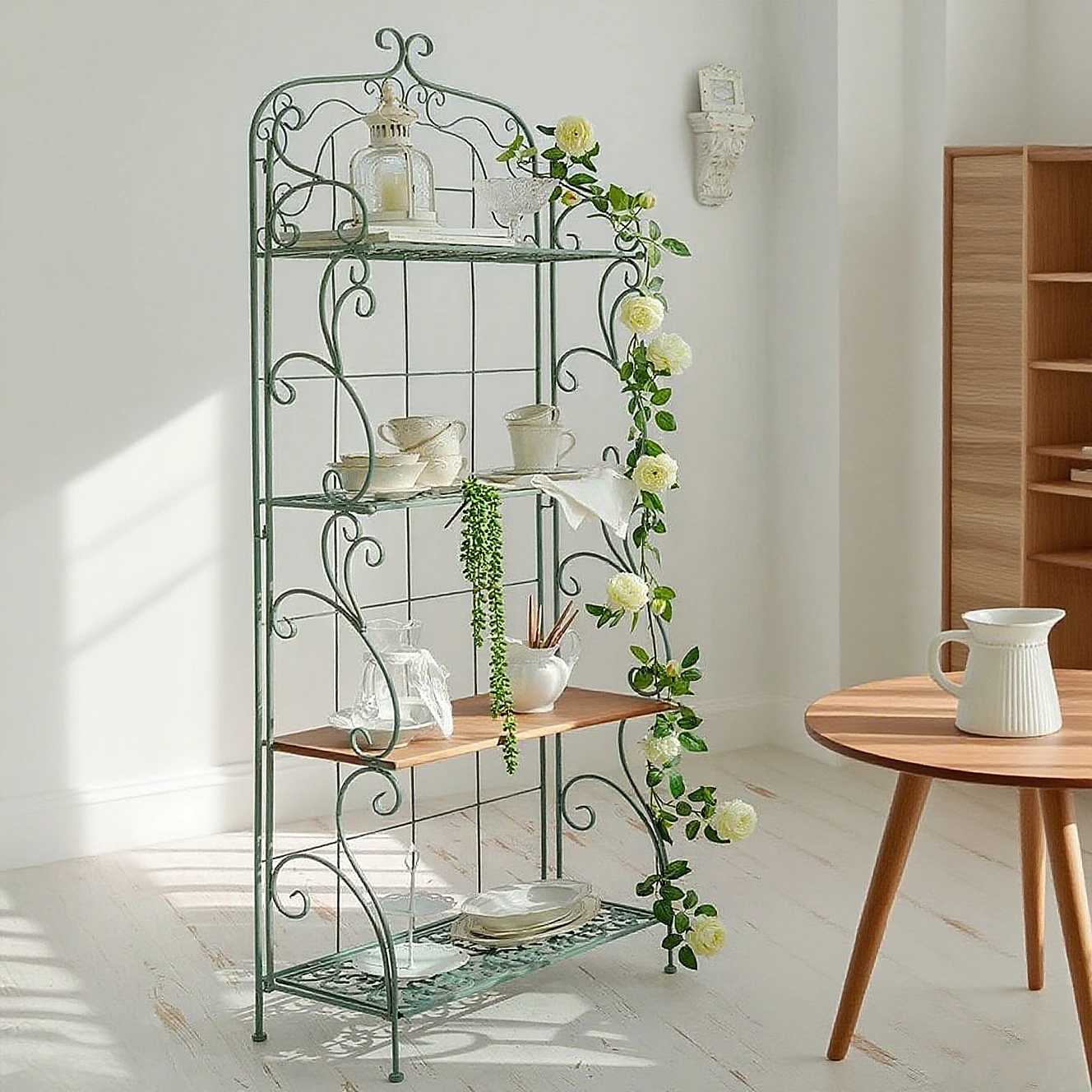 Foldable Four-Layer Wrought Iron Flower Stand Indoor Storage Rack for ...