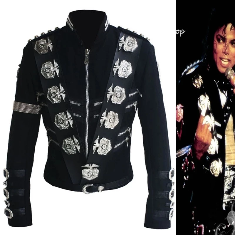 MJ Michael Jackson BAD Tour Jacket in Japan PU Leather Stainless Steel ...