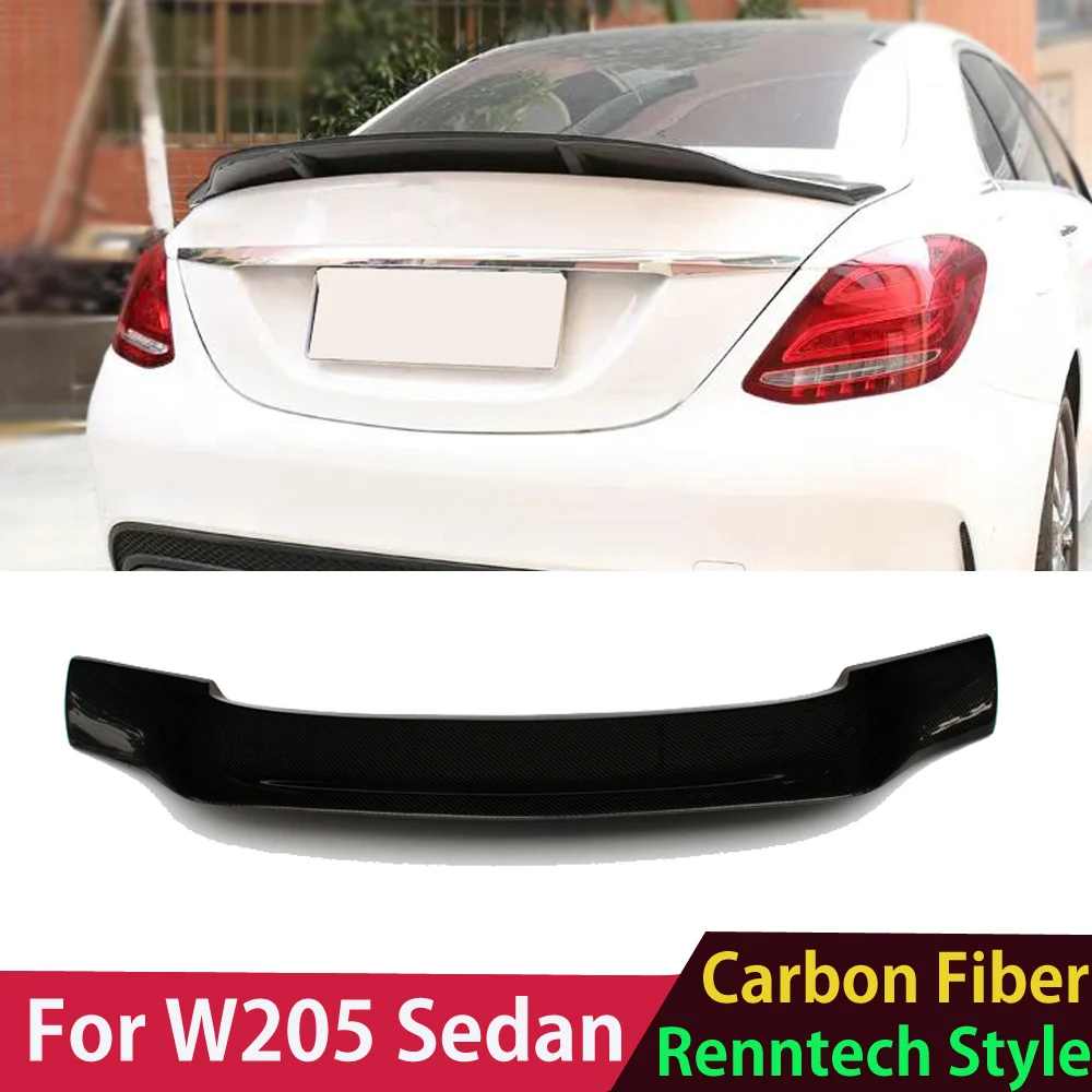 W205 Renntech Style Spoiler Carbon Fiber Rear Boot Trunk Lip for ...