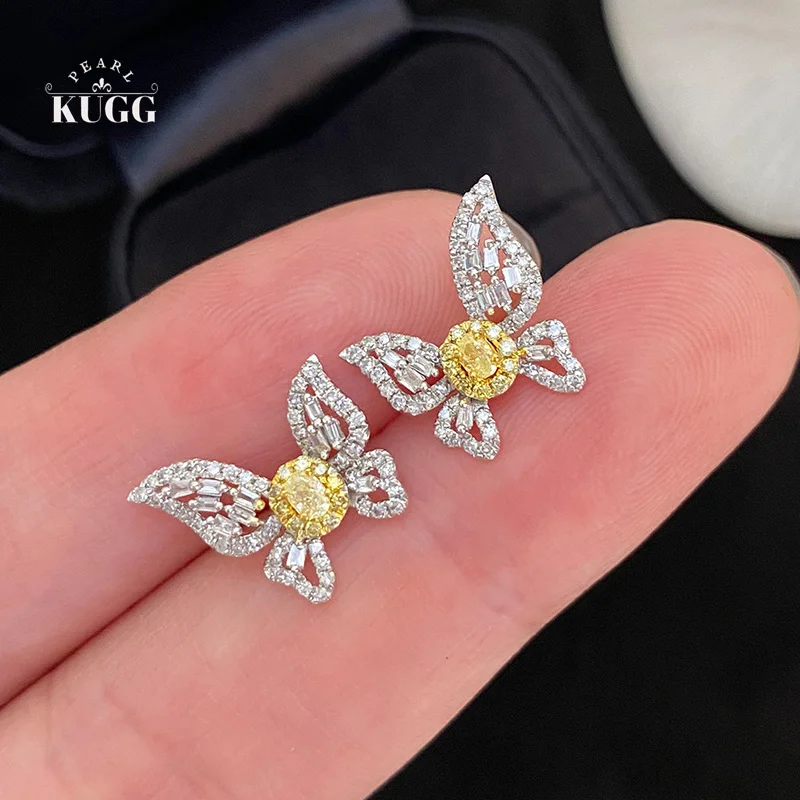 KUGG 18K Ouro Branco Brincos Diamantes Naturais 0,56 quilates Beautiful ...