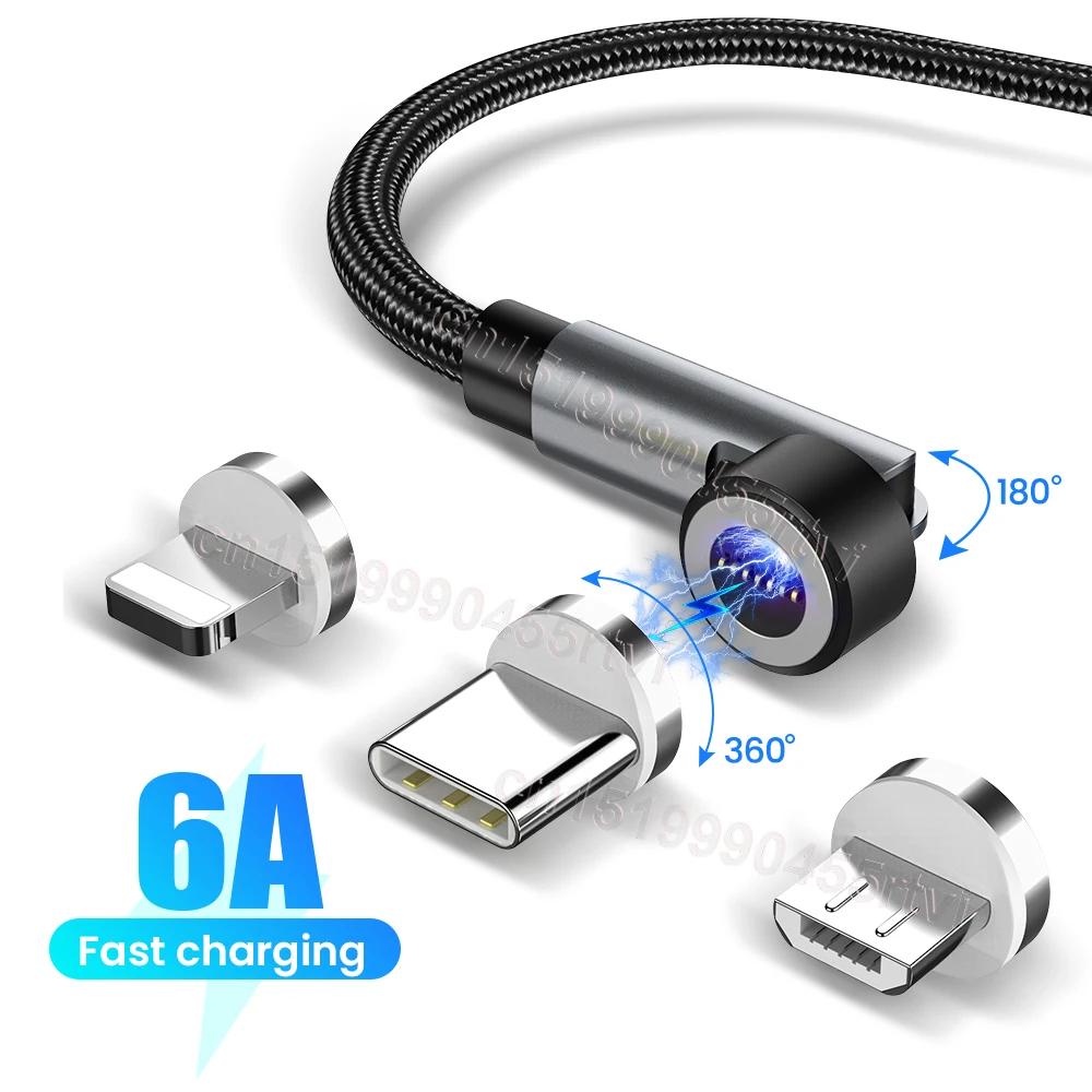 6A-Magnetic-USB-Cable-For-iPhone-Fast-Charger-Charging-540-Rotate ...
