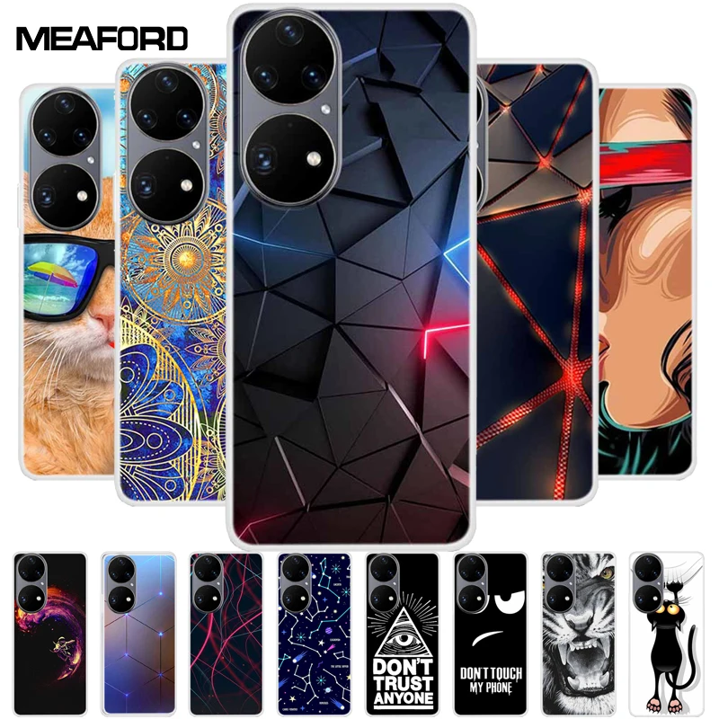 For Huawei P50 Pro Case P50 P50E Shockproof Clear TPU Silicone Fashion ...